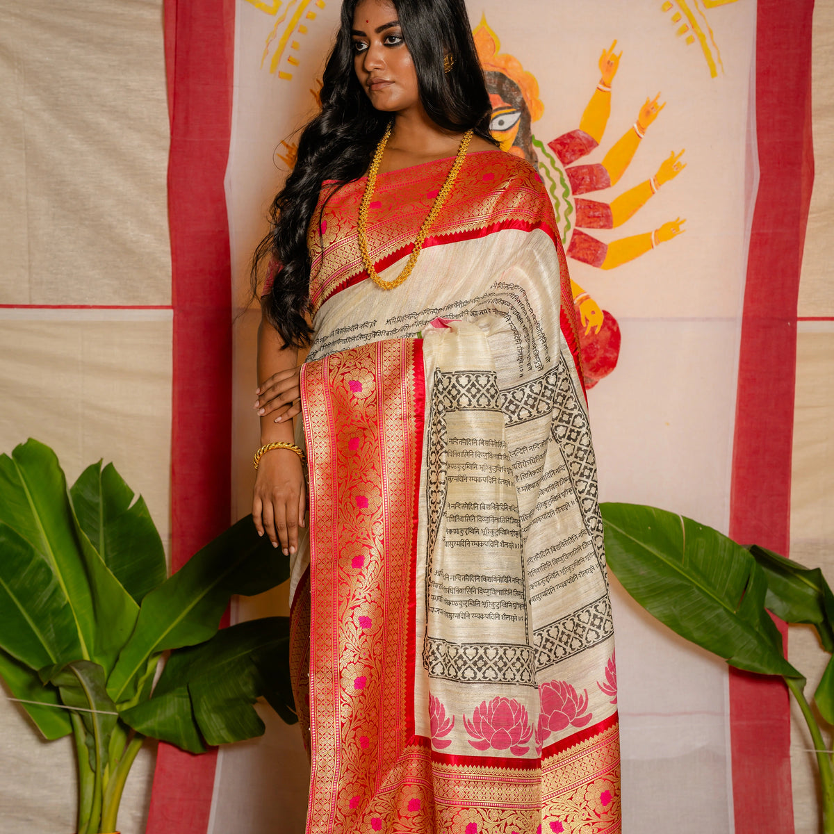Pure Gicha Silk handblock Print Designer saree – Sui Dhaga